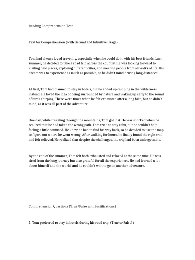 Copie de The Reading Time Test | PDF | Verb