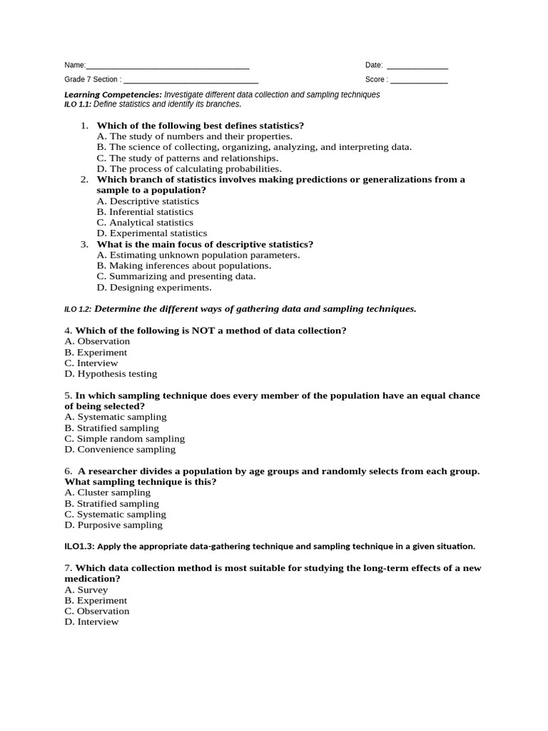 Q3 2024 2025 Math 7 Summative | PDF | Statistics | Sampling (Statistics)