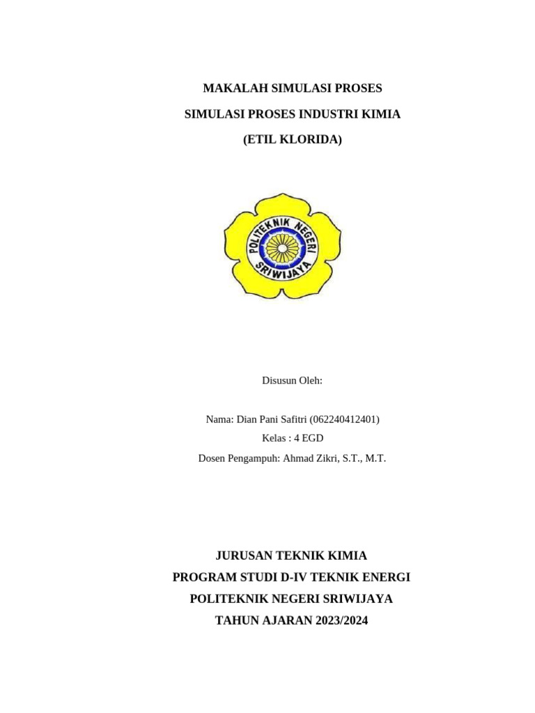 Simulasi Proses Produksi Etil Klorida | PDF