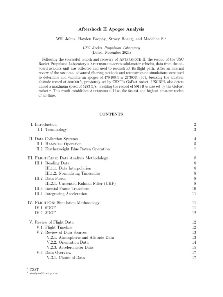 Aftershock II Apogee Whitepaper | PDF | Kalman Filter
