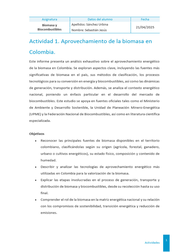 Actividad 1 | PDF | Biocombustible | Biomasa
