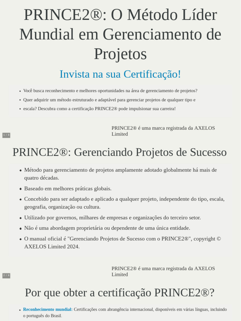 PRINCE2 Certificacao | PDF