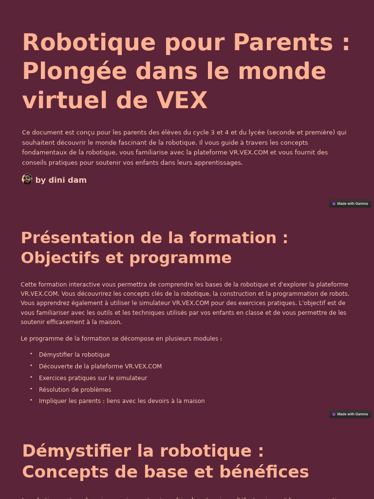 Robotique Pour Parents Plongee Dans Le Monde Virtuel de VEX | PDF | Réalité virtuelle | Robotique