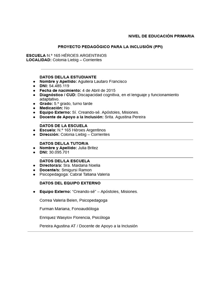 PROYECTO PEDAGÓGICO PARA LA INCLUSIÓN (PPI) LAUTI 2025 - | PDF | Las emociones | Geografía