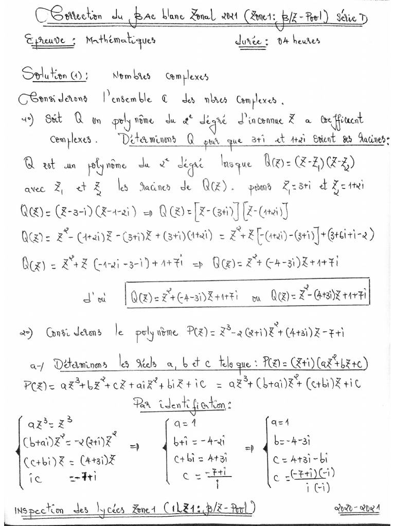 Correction de Maths (Zone1) | PDF