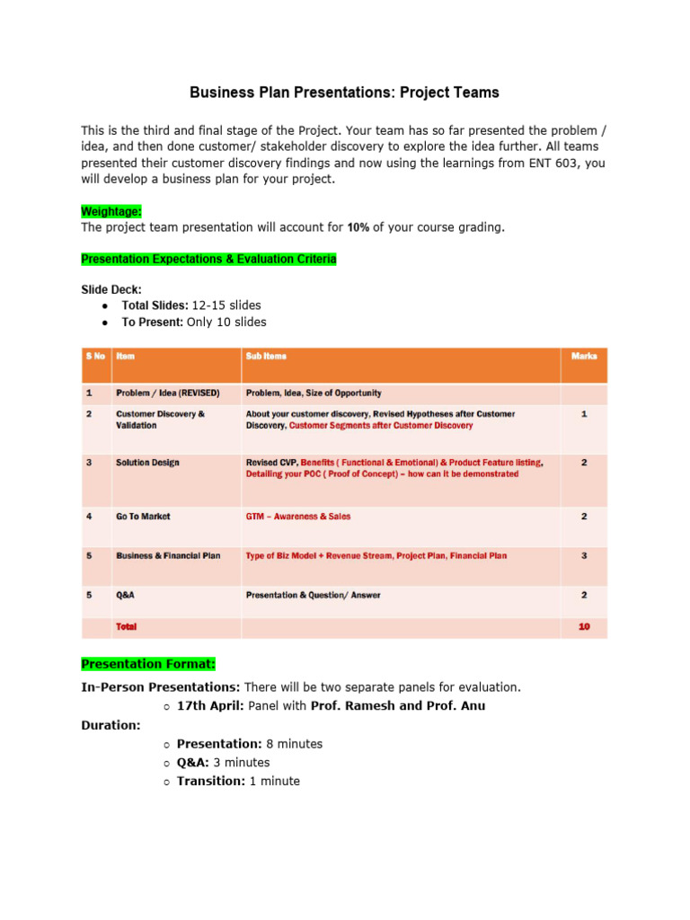 Business Planning Presentation | PDF