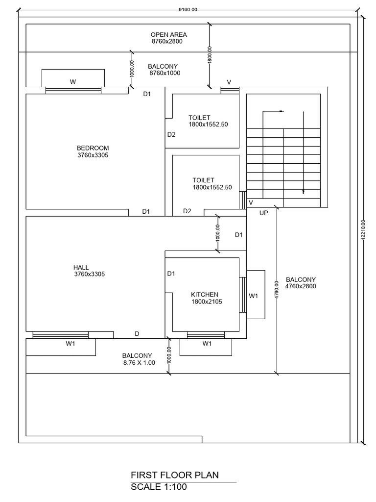 First Floor Plan SCALE 1:100: Open Area 8760x2800 | PDF