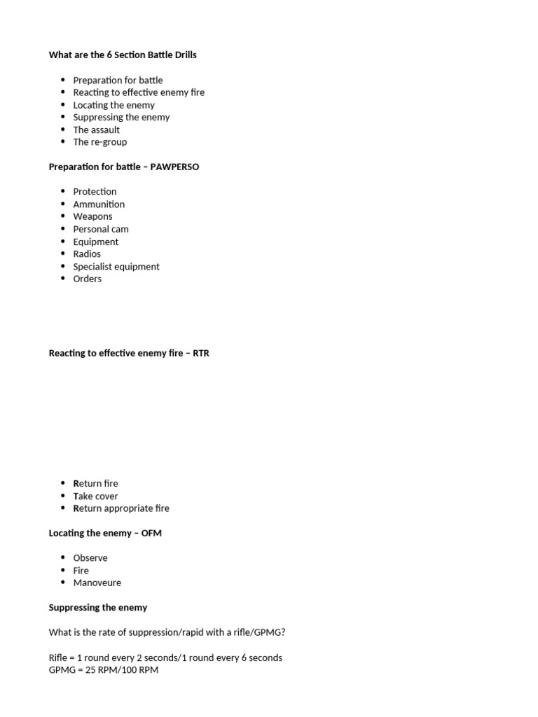 Overview of 6 Section Battle Drills | PDF
