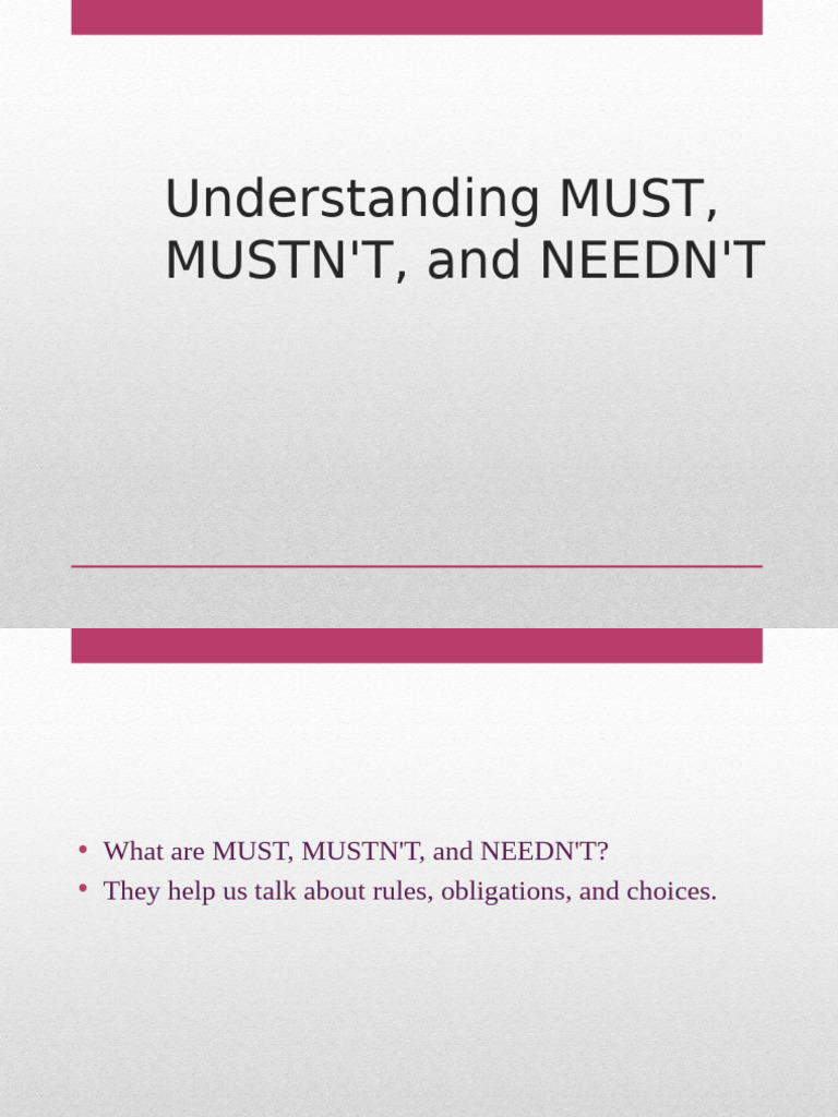 Must Mustnt Neednt | PDF