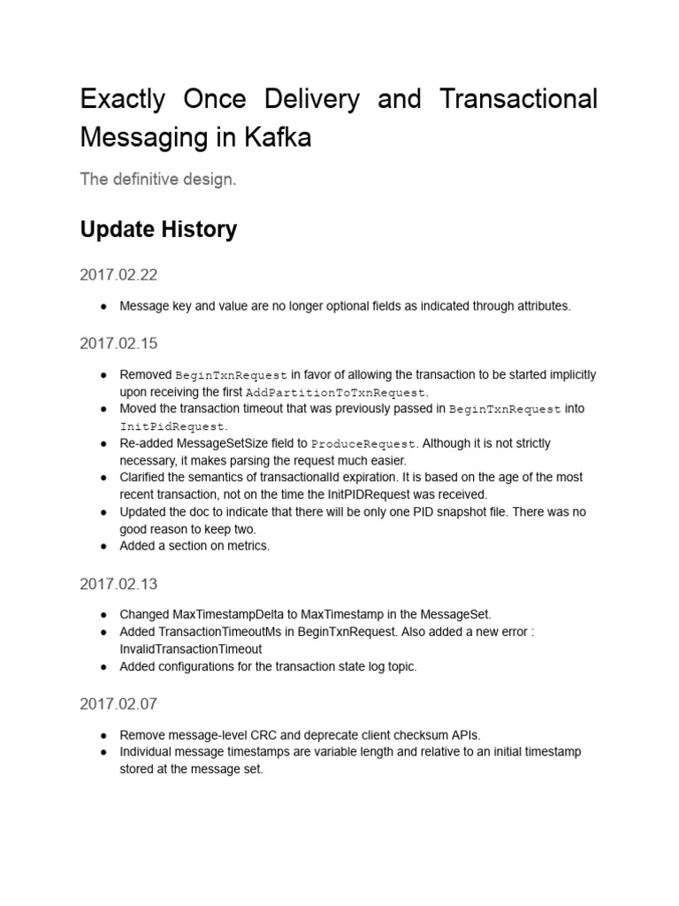 Exactly Once Delivery and Transactional Messaging in Kafka | PDF ...
