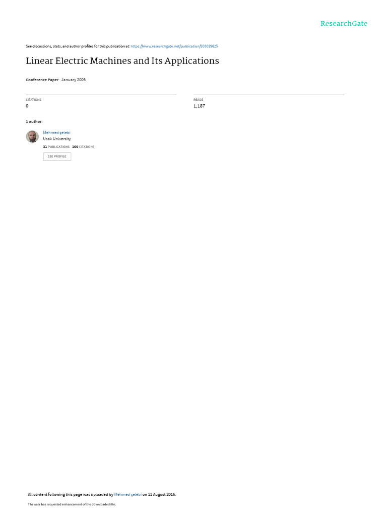 Linear Electric Machines and Its Applications | PDF