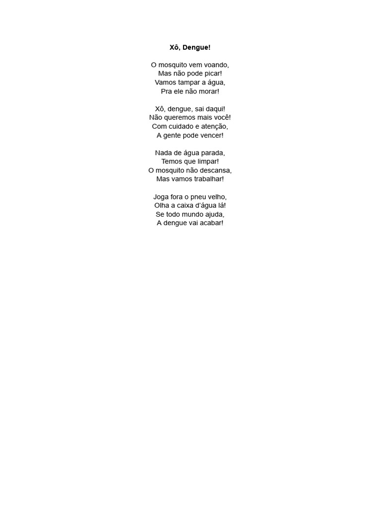 Poema Infantil: Xô, Dengue! | PDF