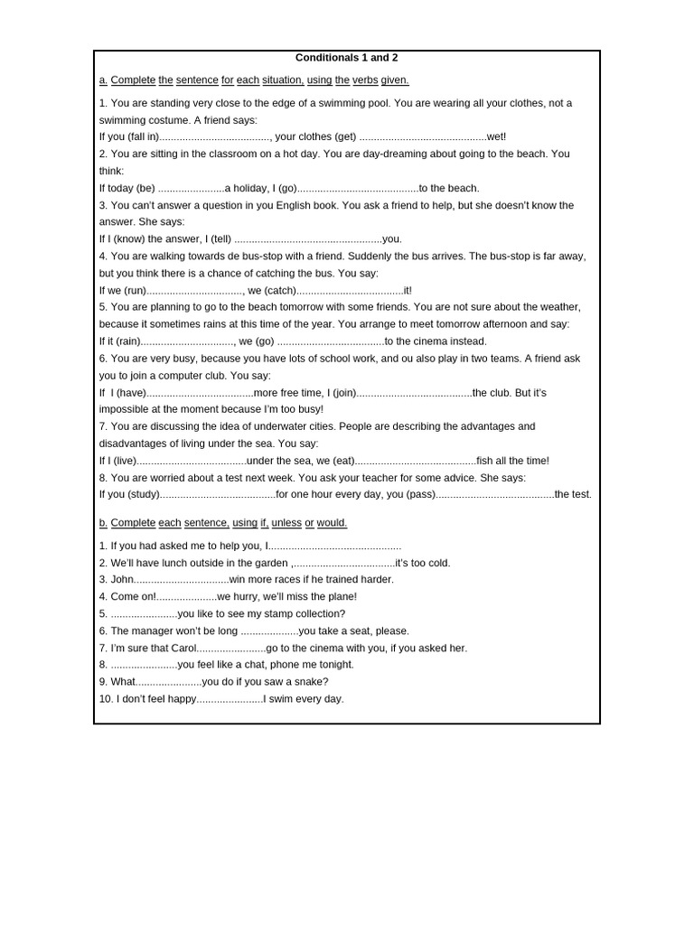 Conditionals 1 and 2 Fun Activities Games - 30305 | PDF