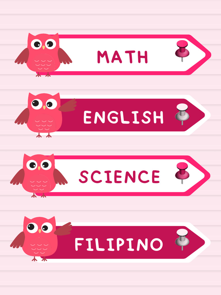 Pink Simple School Subject Folder Label | PDF