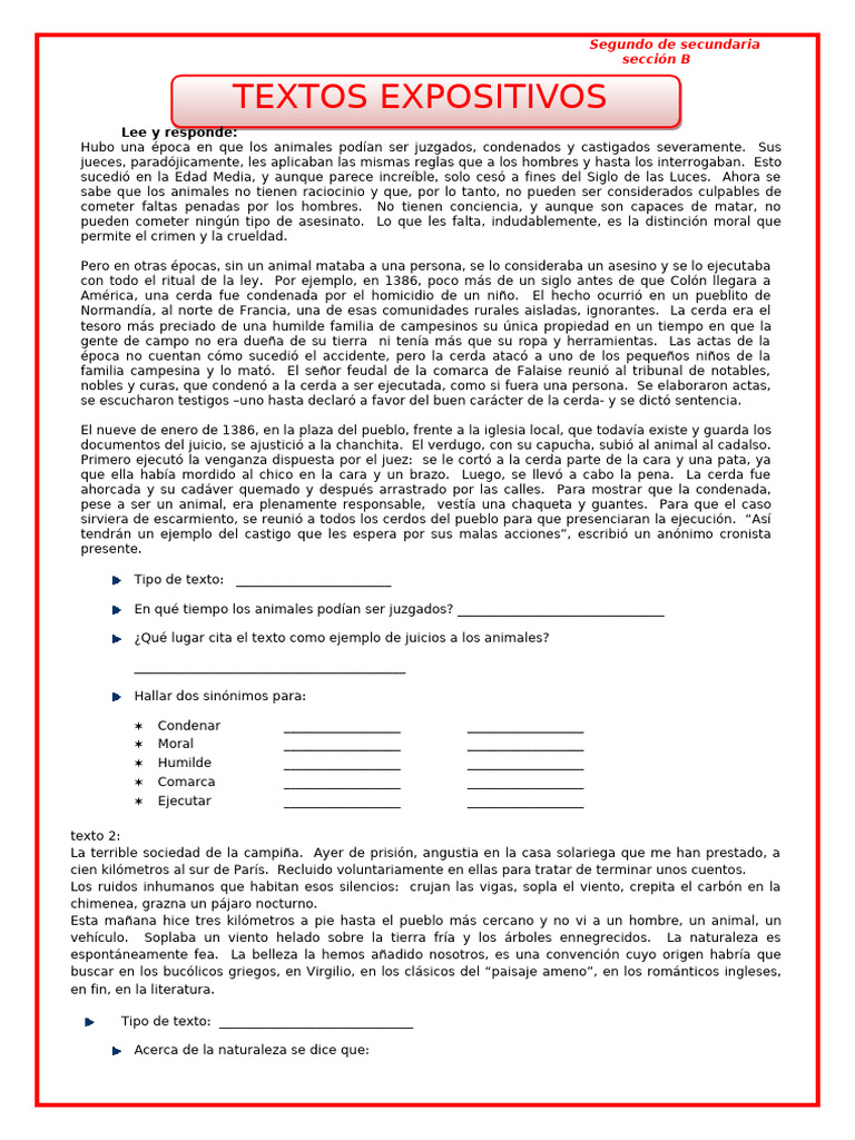 Los Textos Expositivos para Segundo de Secundaria | PDF | Madre Teresa