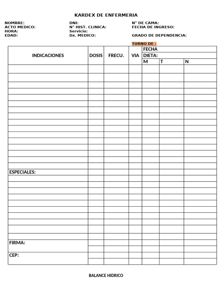 Formato Kardex y Balance Hidrico. | PDF