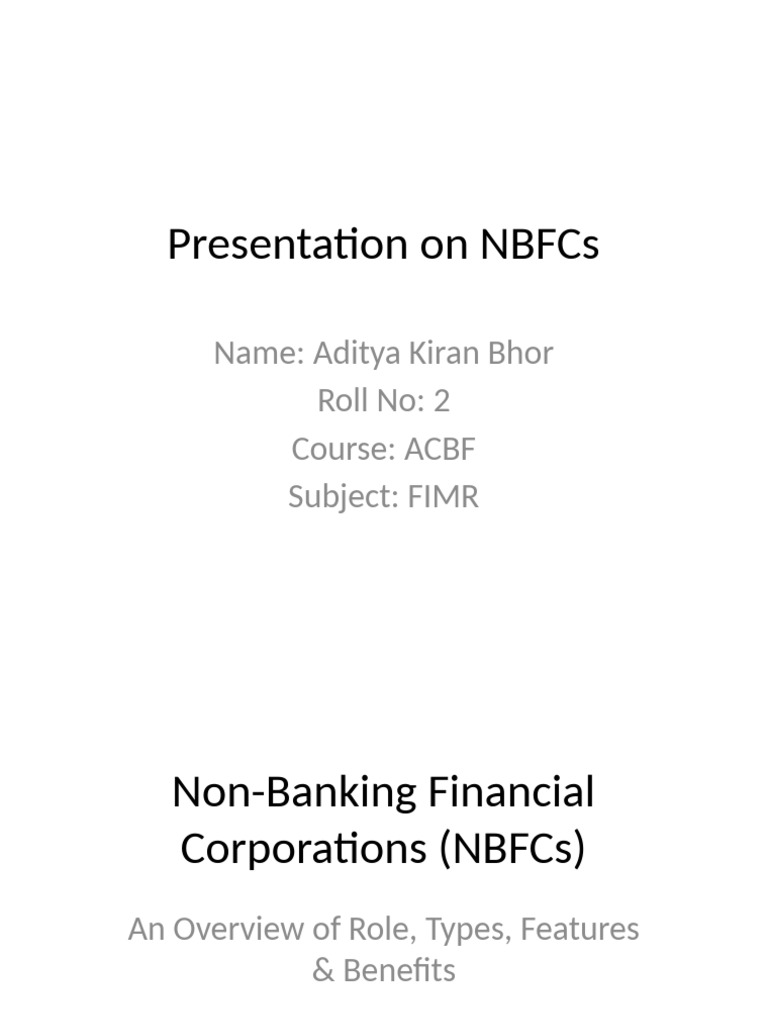 NBFC Presentation | PDF