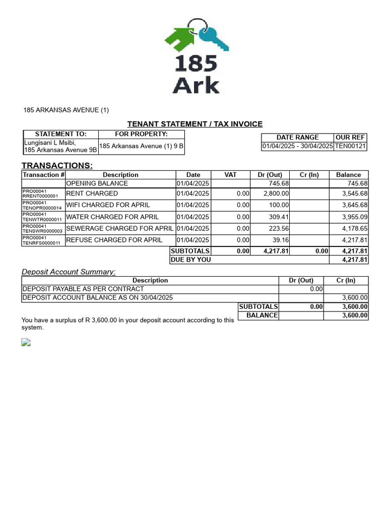 Tenant Statement | PDF