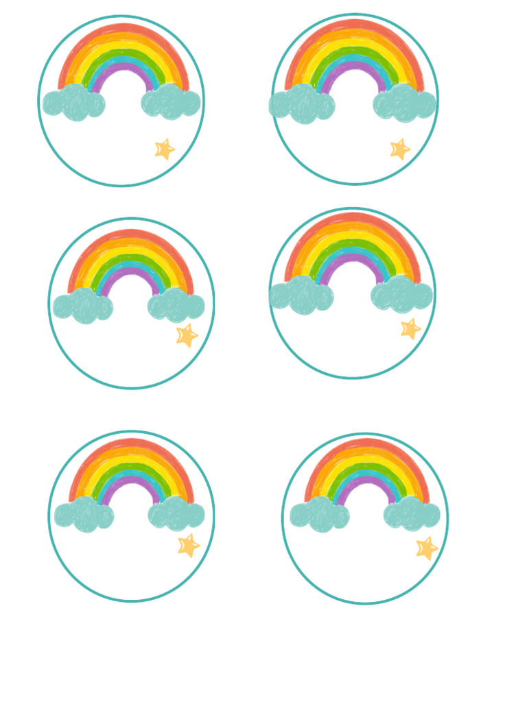 Aqua Boho Rainbow Name Tag Labels - PDF 2 | PDF