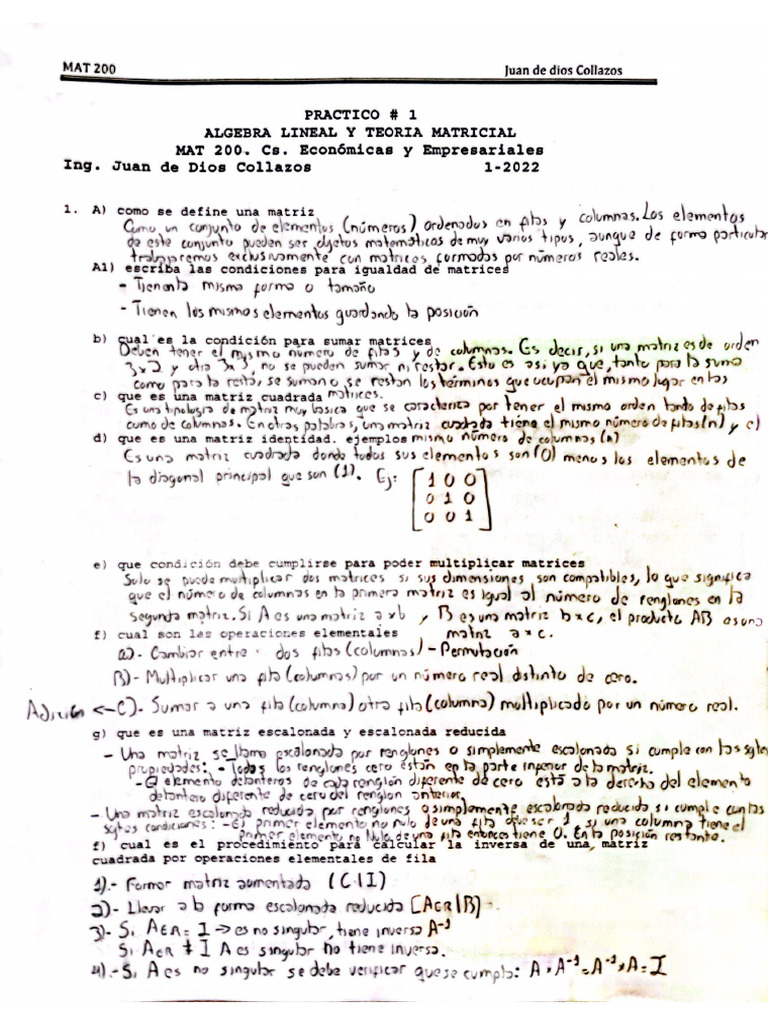 Algebra Practico 1 Collazos | PDF