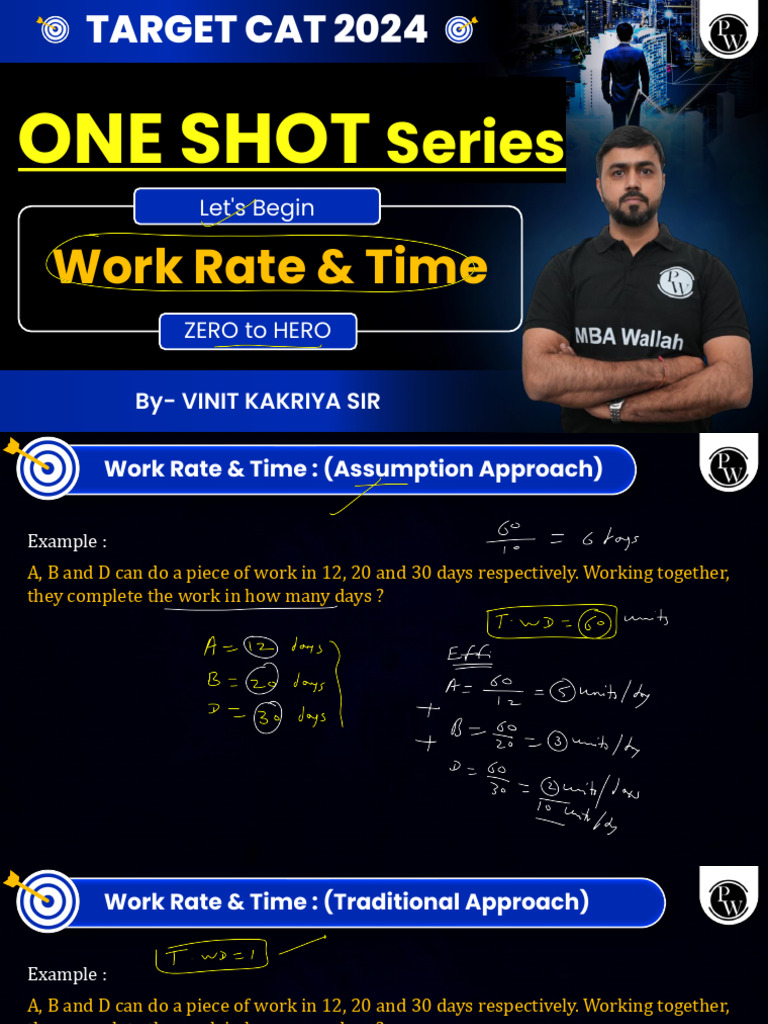 Work Rate & Time Problems for CAT 2024 | PDF
