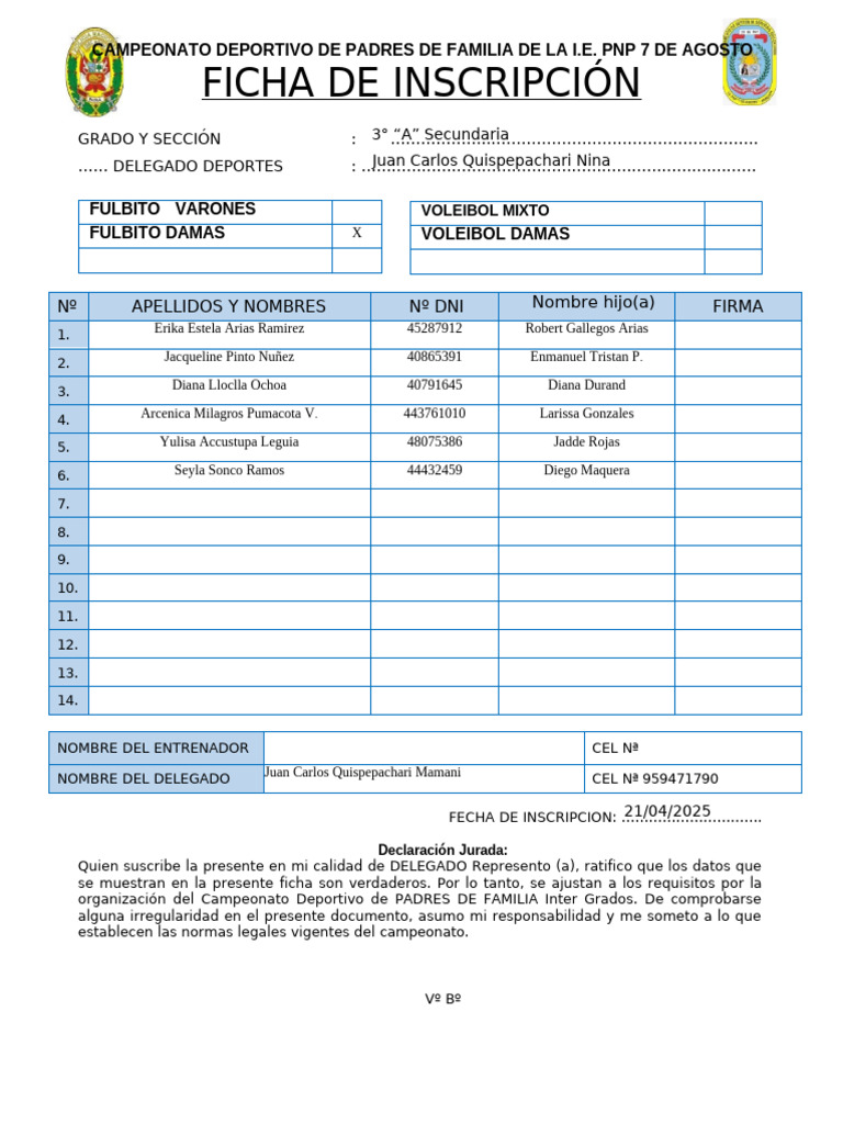 Fulbito Damas | PDF