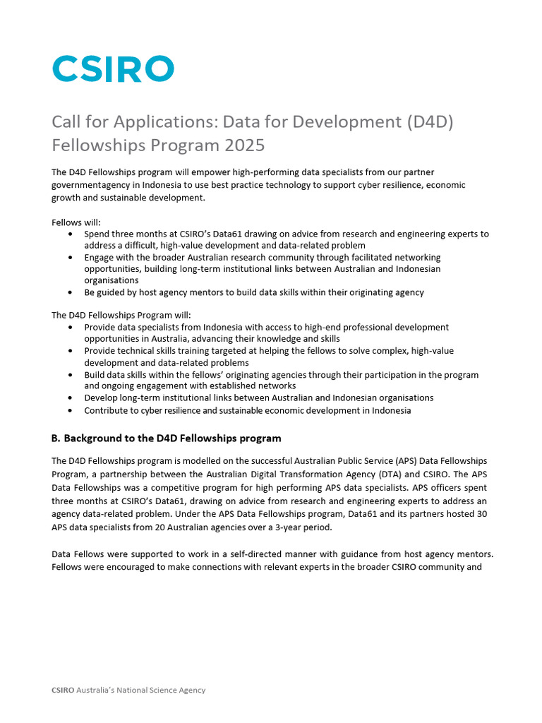 (Call For Applications) Data For Development (D4D) Fellowships Program 2025 - Terms of Reference ...