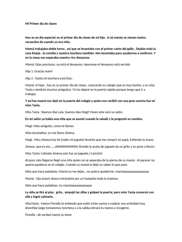 Mi Primer Día de Clases | PDF