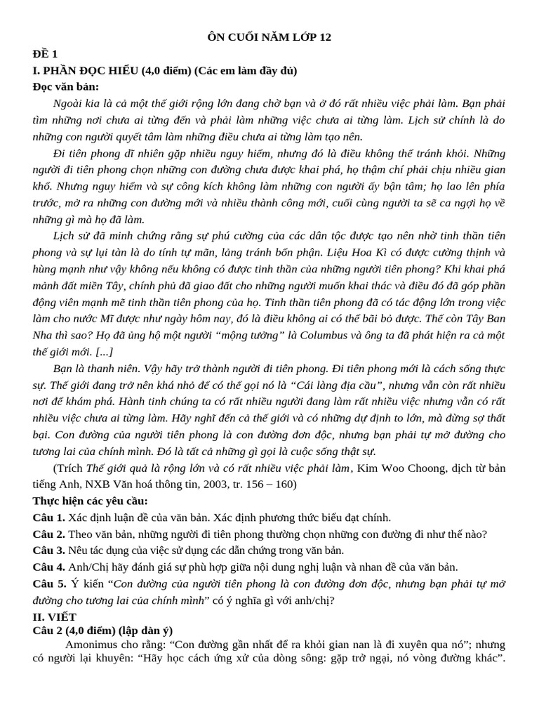 ĐỀ 1 NLXH 12 | PDF