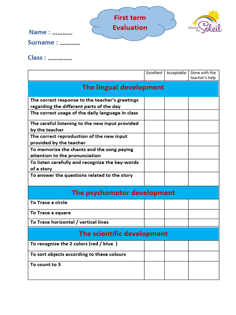 First Term Evaluation 3 Ans .ENG | PDF