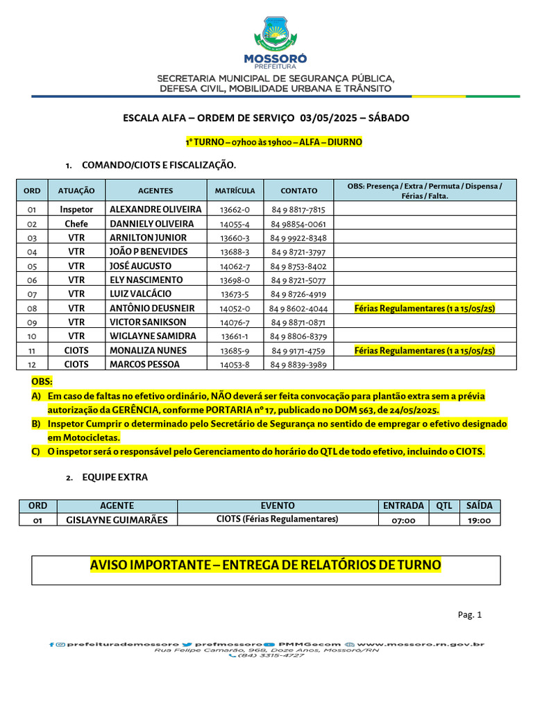 Os Alfa 03-05-2025 - Sab - Diurno | PDF | Tráfego