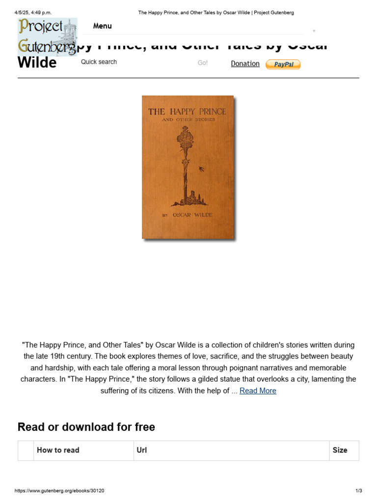 The Happy Prince, and Other Tales by Oscar Wilde - Project Gutenberg ...