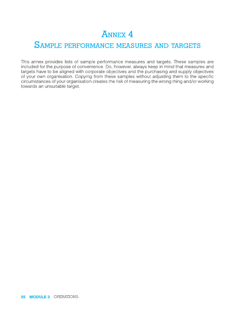 Module 3 Annex 4 Sample Performance Measures and Targets | PDF