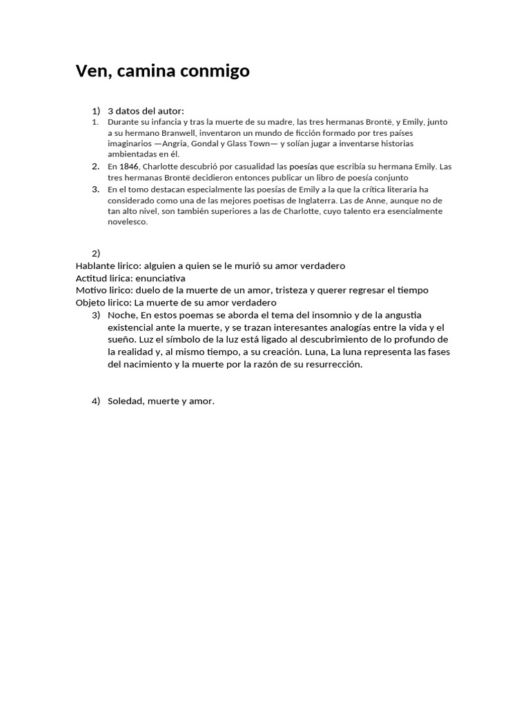 Poema - Ven, Camina Conmigo | PDF