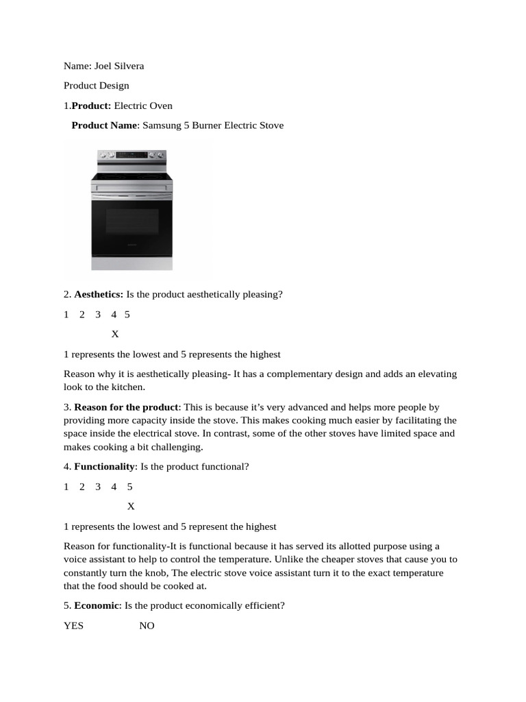 Product Design For Electrical SBA | PDF | Stove | Steel