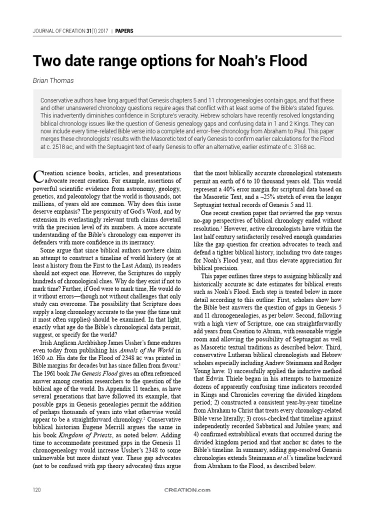 Two Date Options For Noah's Flood | PDF | Bible | Septuagint