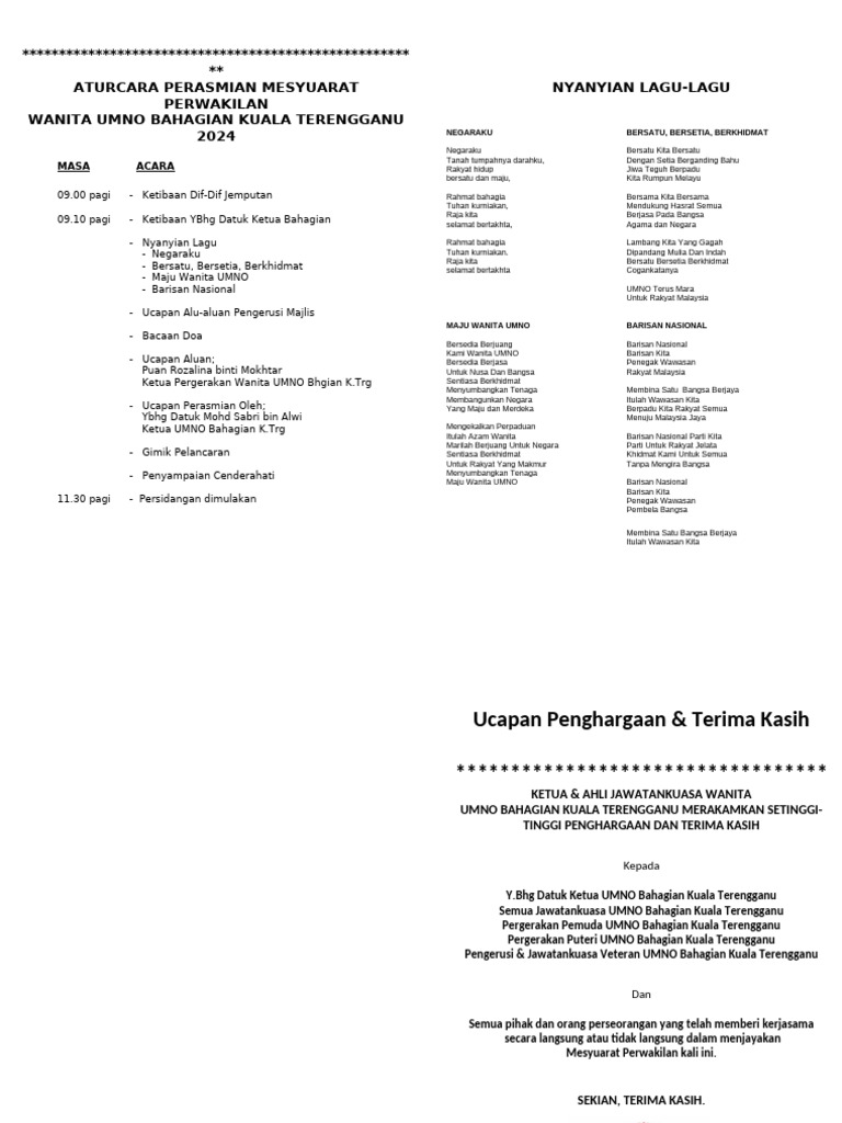 Buku Aturcara Mesy Agung 2024 | PDF