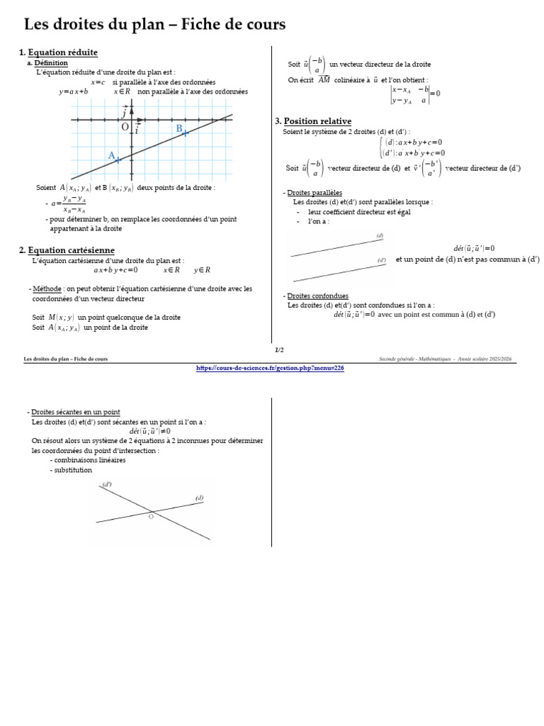 Droites confondues et sécantes en maths | PDF | Droite (mathématiques ...