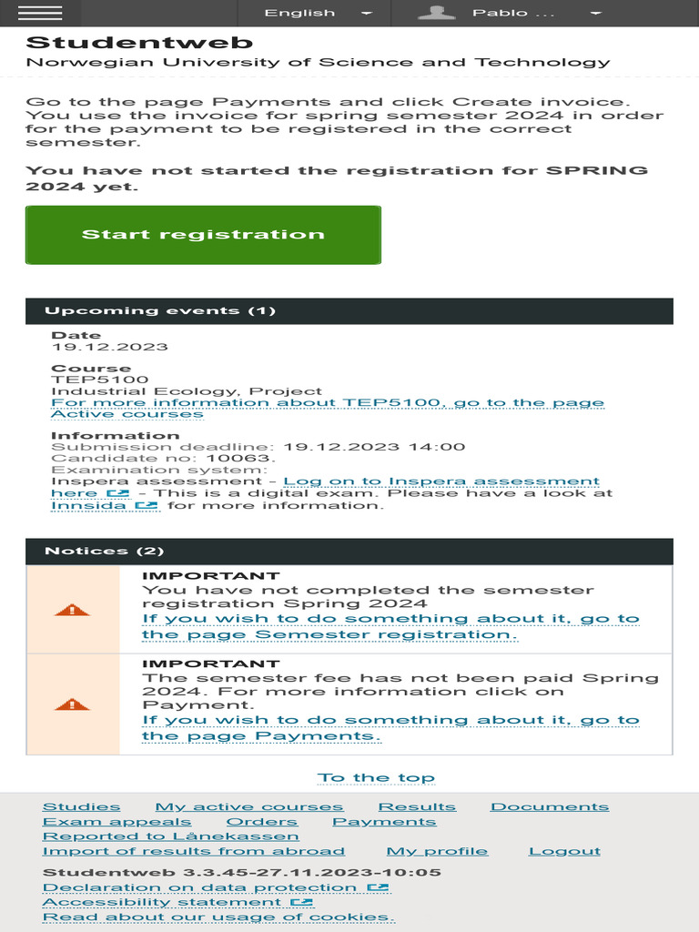 Front Page - Studentweb | PDF