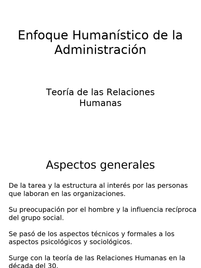 Administracion - Enfoque Humanístico de La Administración | PDF ...