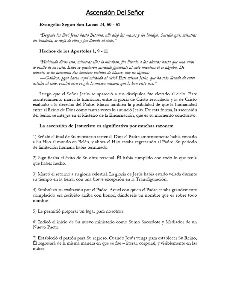 Ascención Del Señor | PDF | Ascension de jesus | Jesús