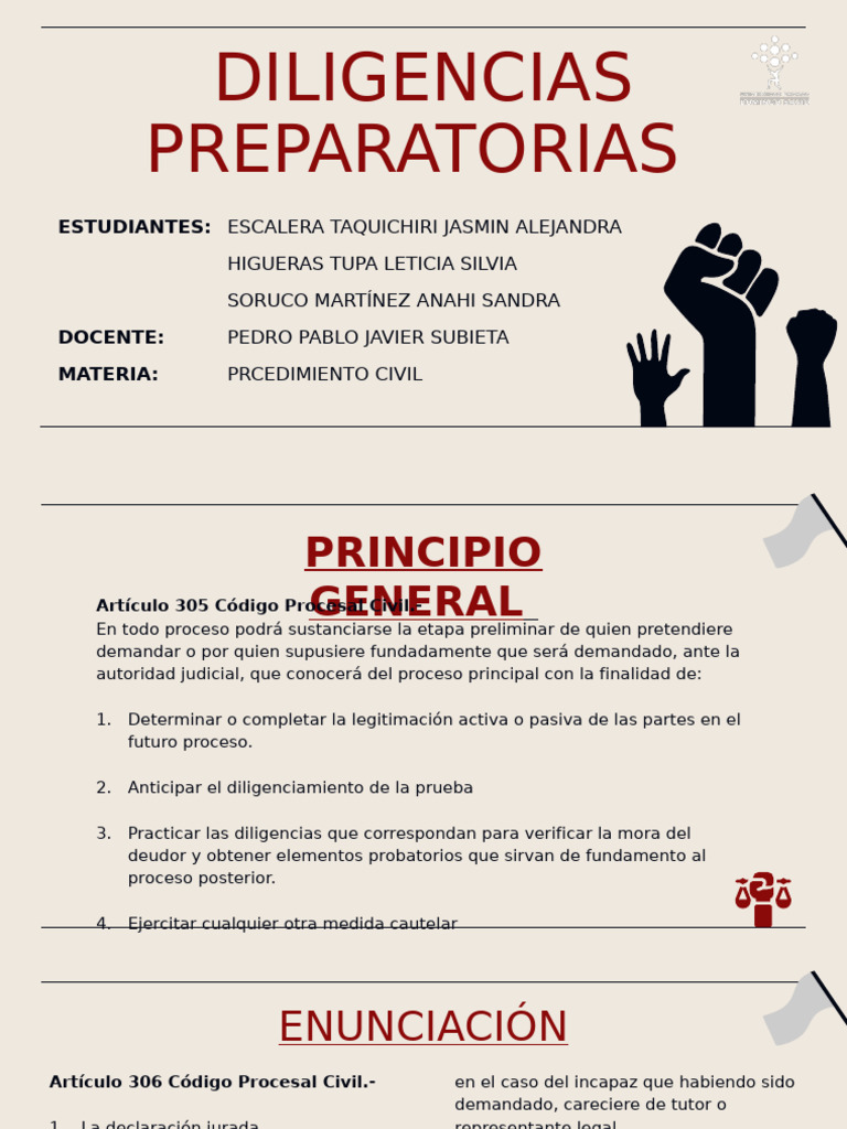 Diapositivas Diligencias Preparatorias, Procedimiento Civil | PDF | Ley procesal | Apelación