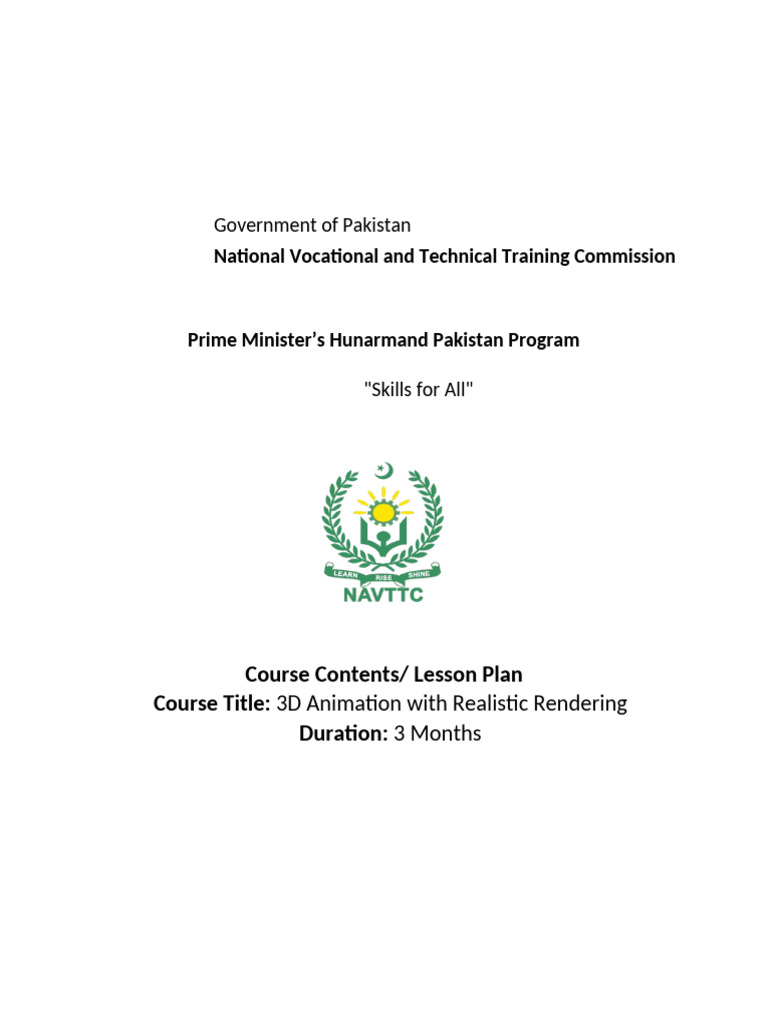 3D ANIMATION (REALISTIC RENDERING) 3 Months | PDF | 3 D Computer ...