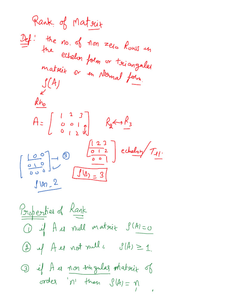 Rank of Matrix | PDF
