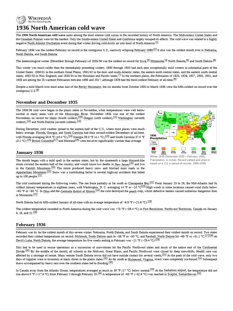 History Climate 1936_North_American_cold_wave | PDF | Weather ...