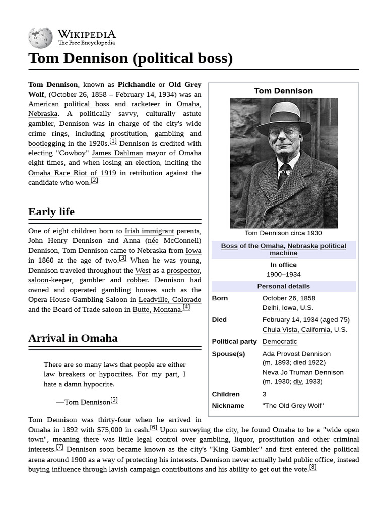Biography Crime Tom_Dennison_(political_boss) | PDF