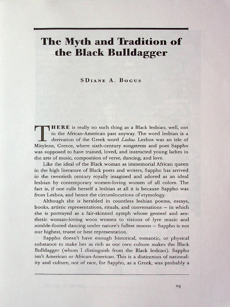 The Myth and Tradition of The Black Bulldagger SDiane Bogus | PDF