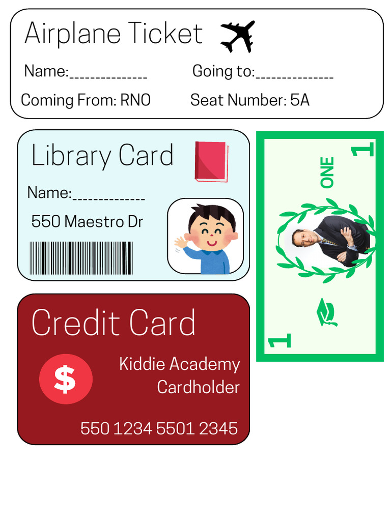 Dramatic Play Cards and Money | PDF