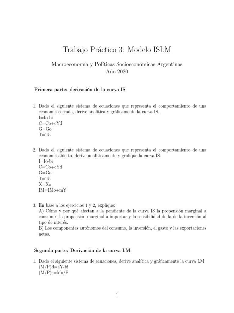 Ejercicios ISLM 2023 | PDF | Economias | Ciencias económicas