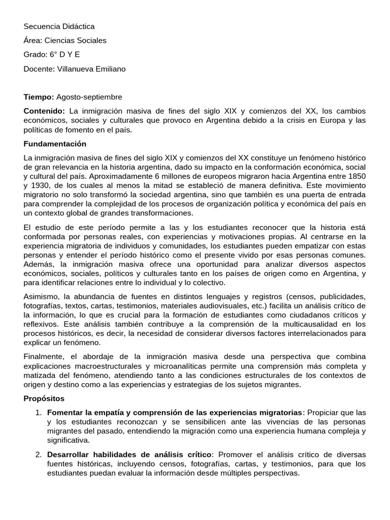 Inmigración Masiva en Argentina (1850-1930) | PDF | Migración humana ...